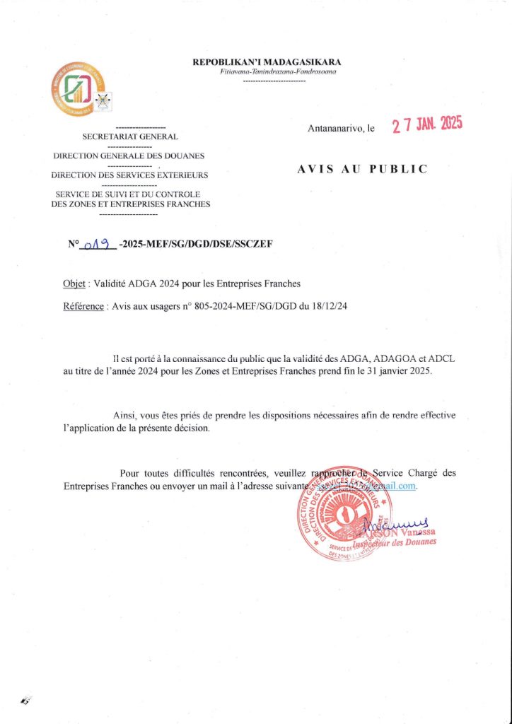 Validité ADGA 2024 pour les Entreprises Franches - Portail d ...
